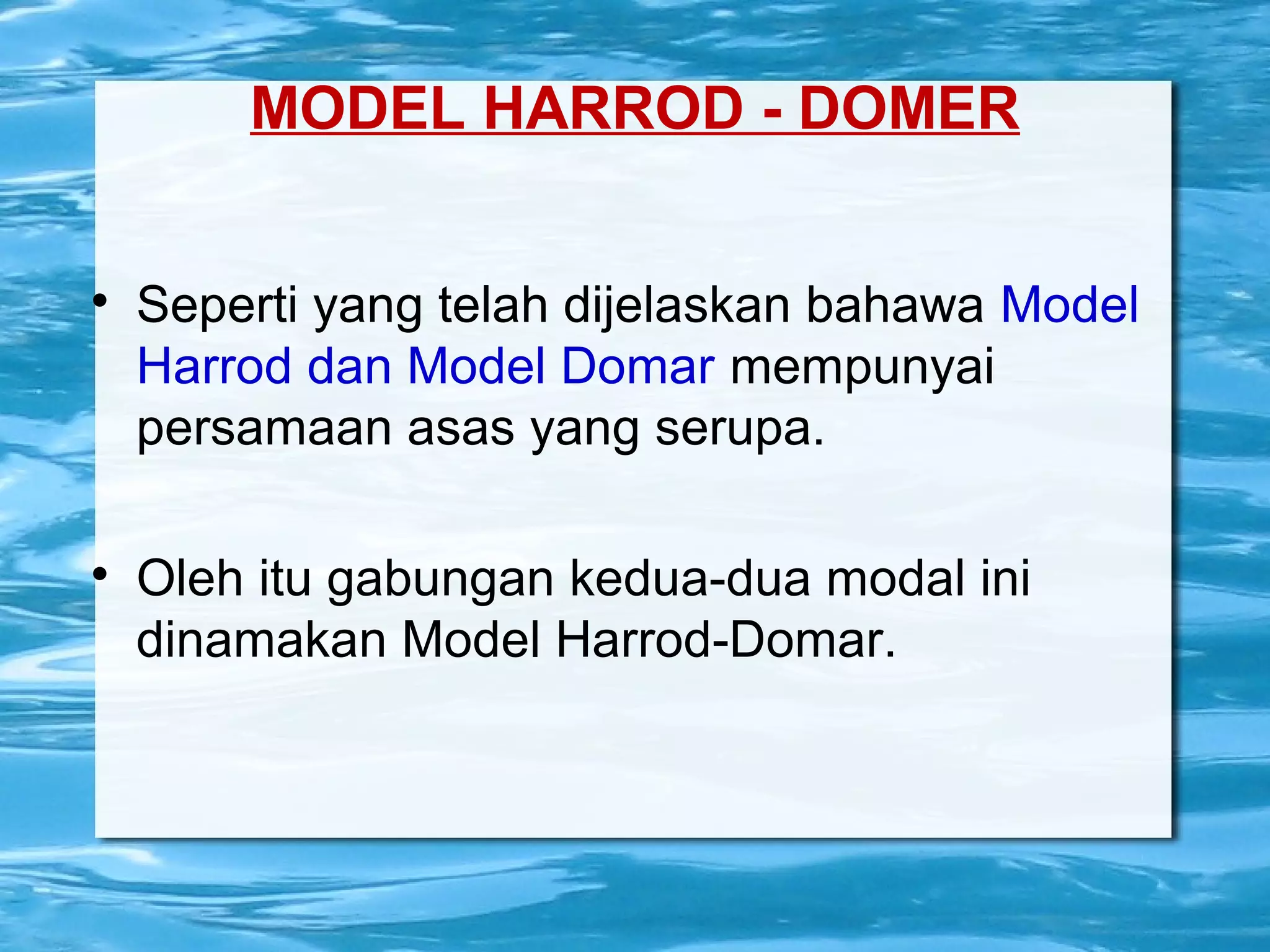 Ekonomi - Model Harrod-Domer | PPT
