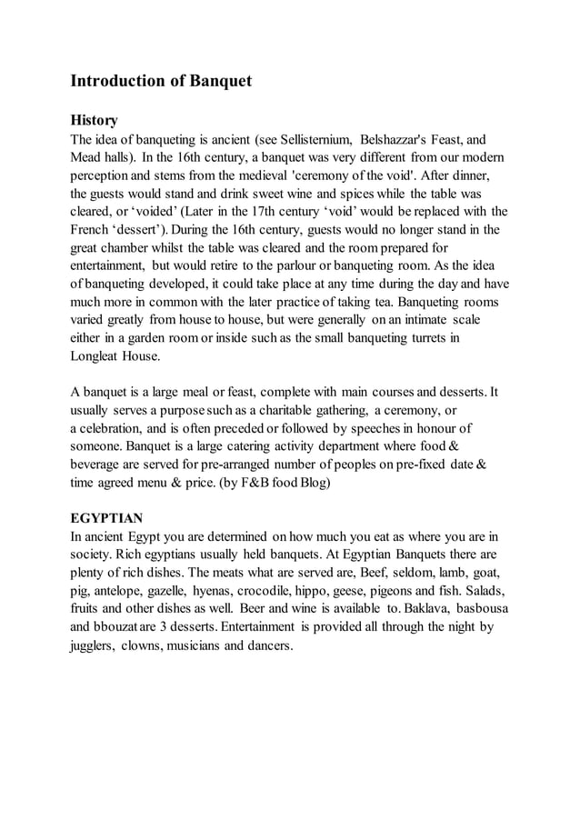 Banquets project report | DOCX