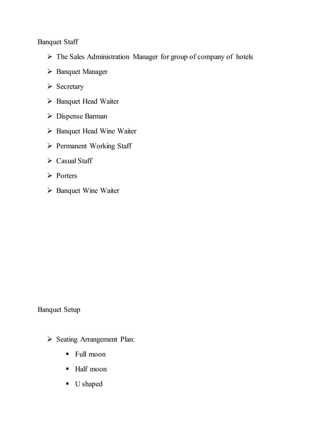 Banquets project report | DOCX