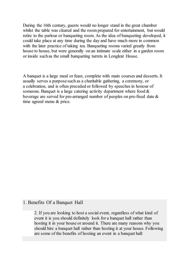 Banquets project report | DOCX