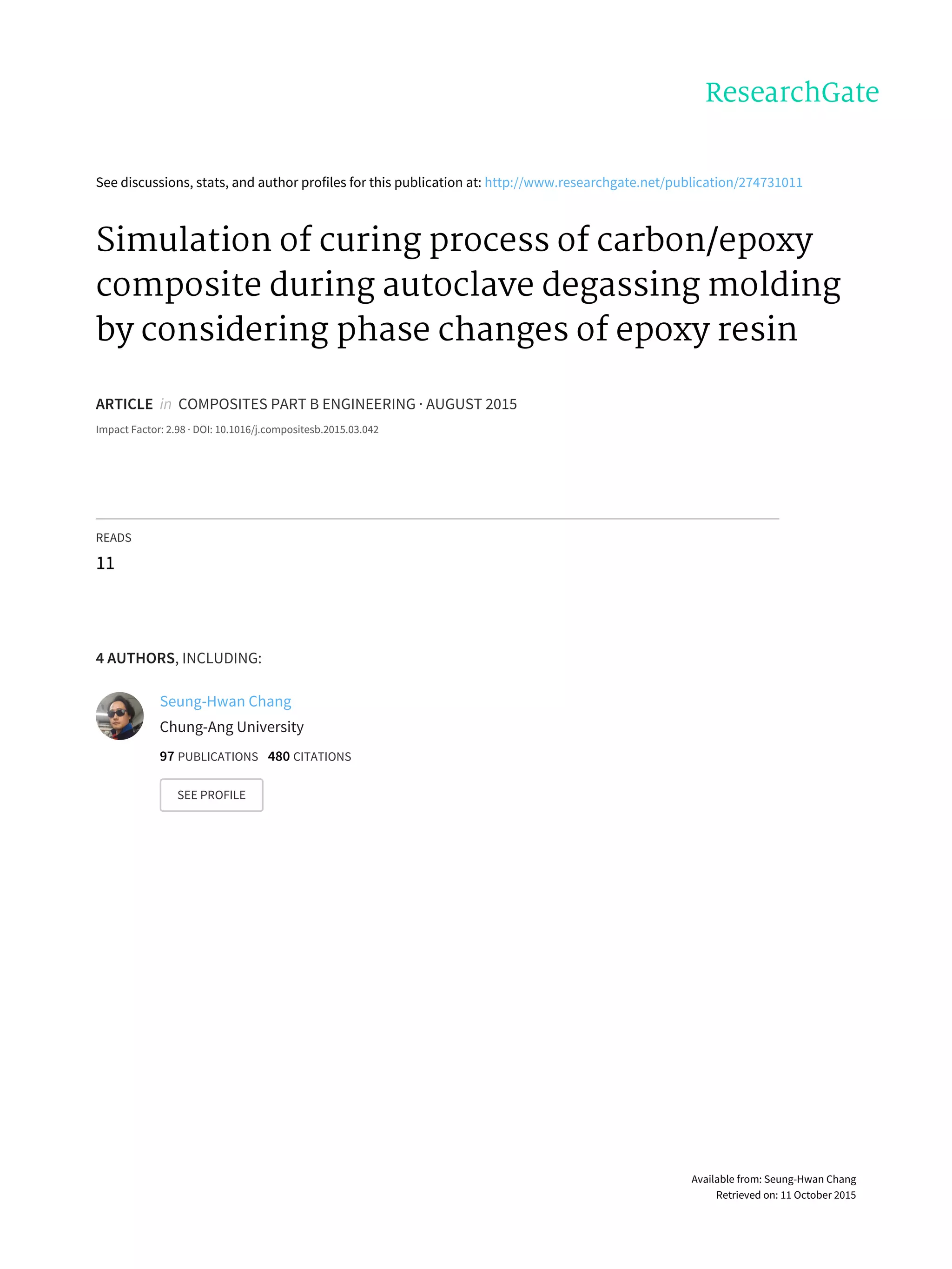 Simulation of curing process of carbon/epoxy composite during autoclave ...
