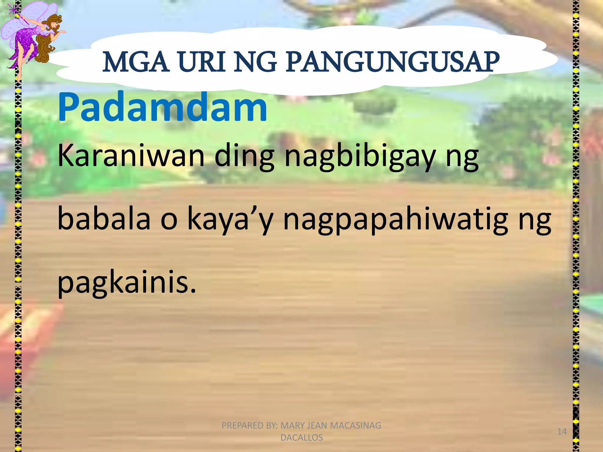 URI NG PANGUNGUSAP AYON SA GAMIT- FILIPINO GRADE 4 | PDF