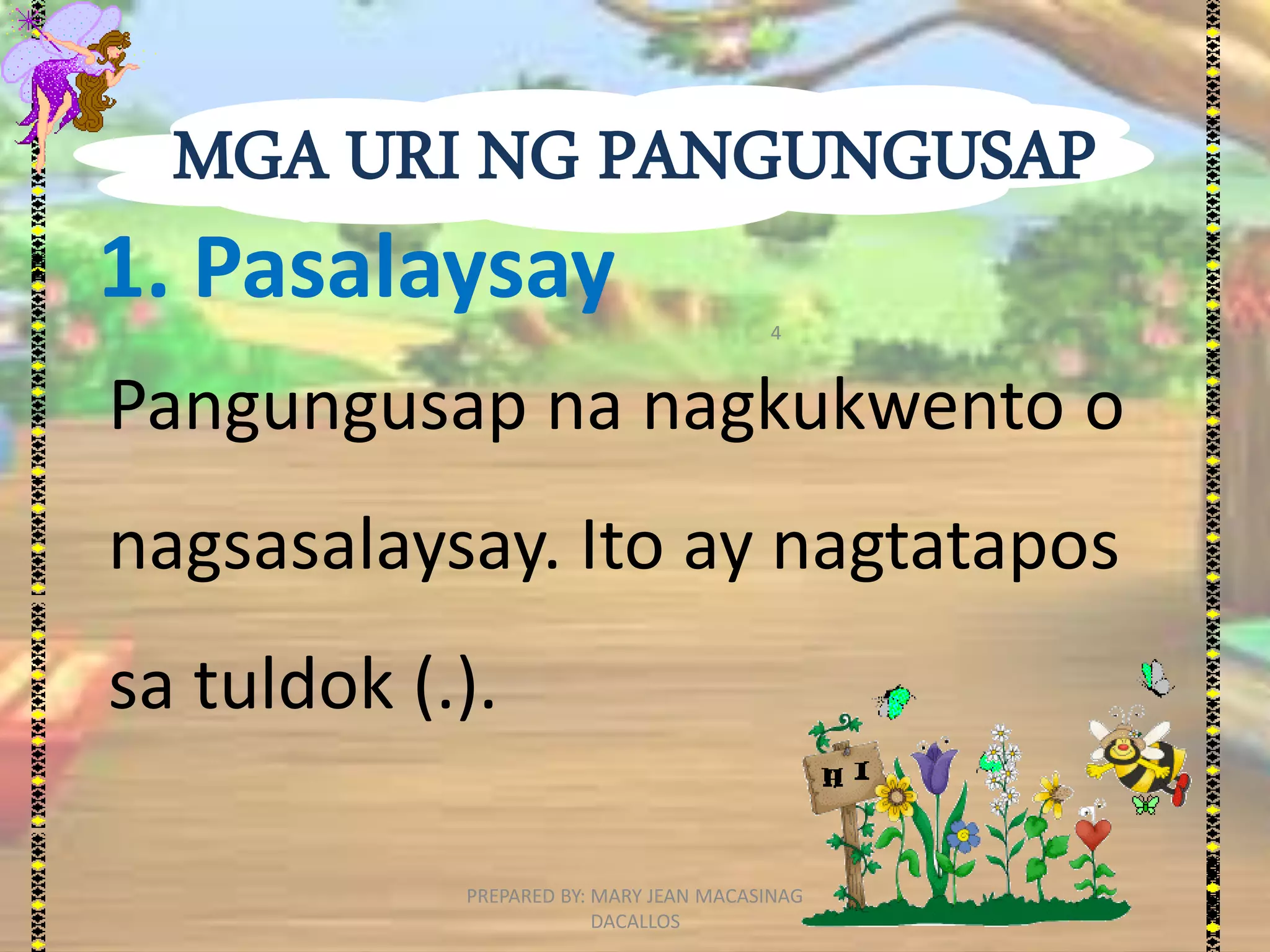 URI NG PANGUNGUSAP AYON SA GAMIT- FILIPINO GRADE 4 | PDF