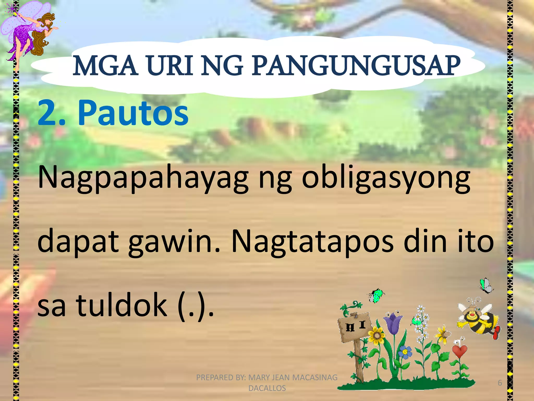 URI NG PANGUNGUSAP AYON SA GAMIT- FILIPINO GRADE 4 | PDF