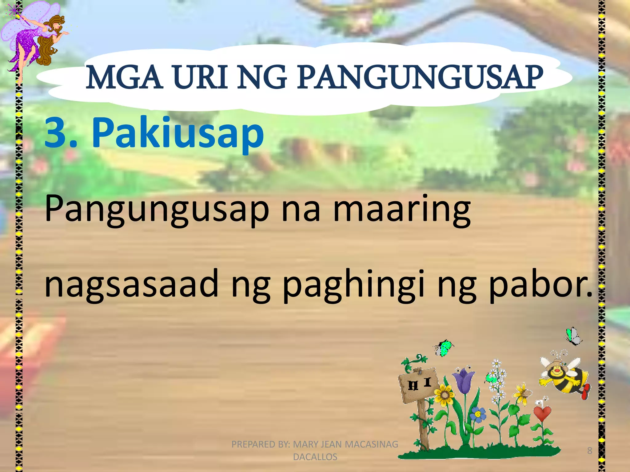 URI NG PANGUNGUSAP AYON SA GAMIT- FILIPINO GRADE 4 | PDF