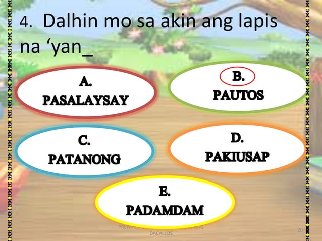 URI NG PANGUNGUSAP AYON SA GAMIT- FILIPINO GRADE 4 | PDF