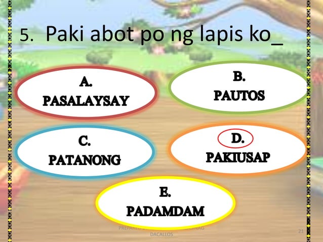 URI NG PANGUNGUSAP AYON SA GAMIT- FILIPINO GRADE 4 | PDF