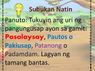 Uri Ng Pangungusap Other Quizizz