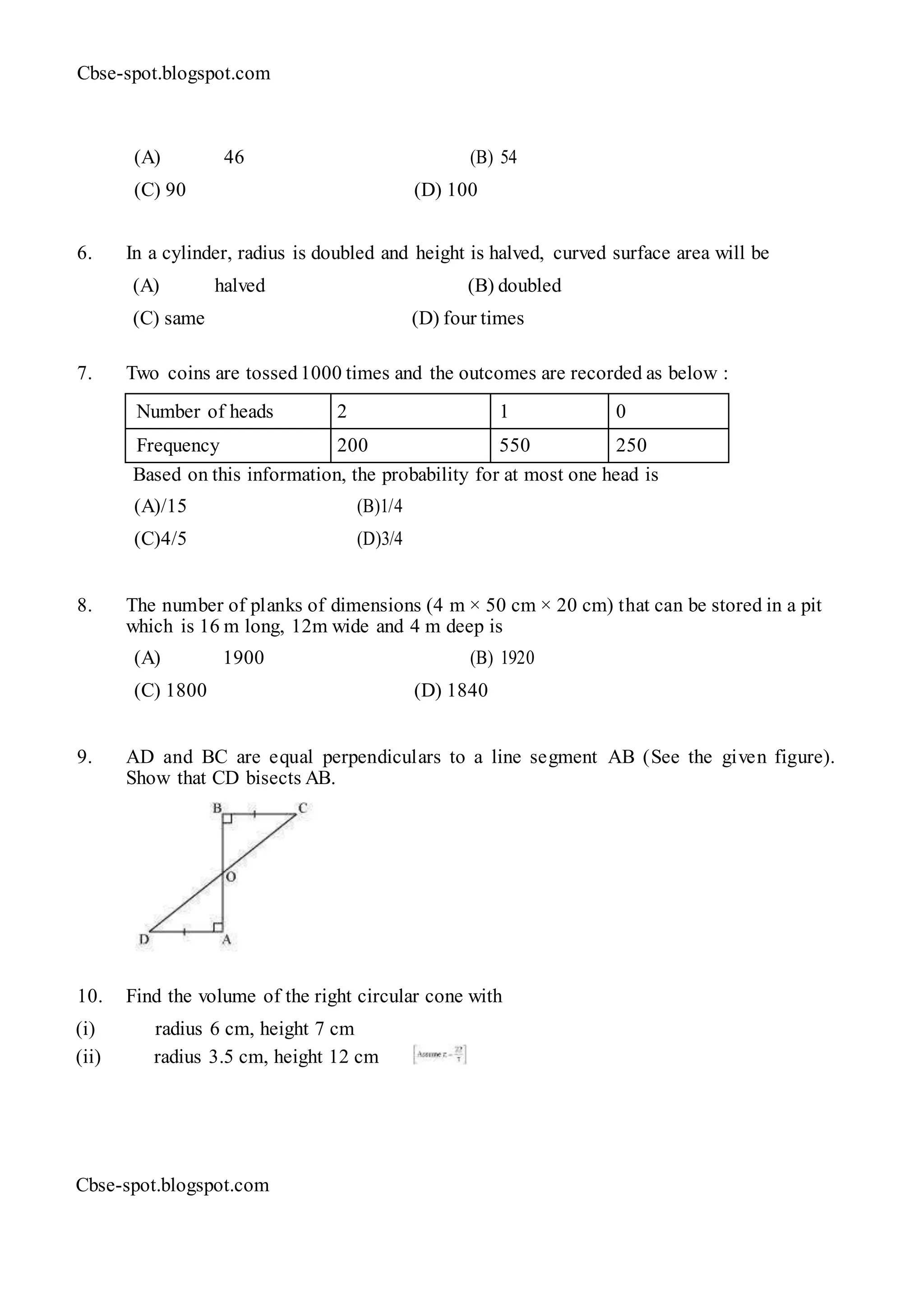 maths sample paper class 9 SA2 | DOCX | Physics | Science