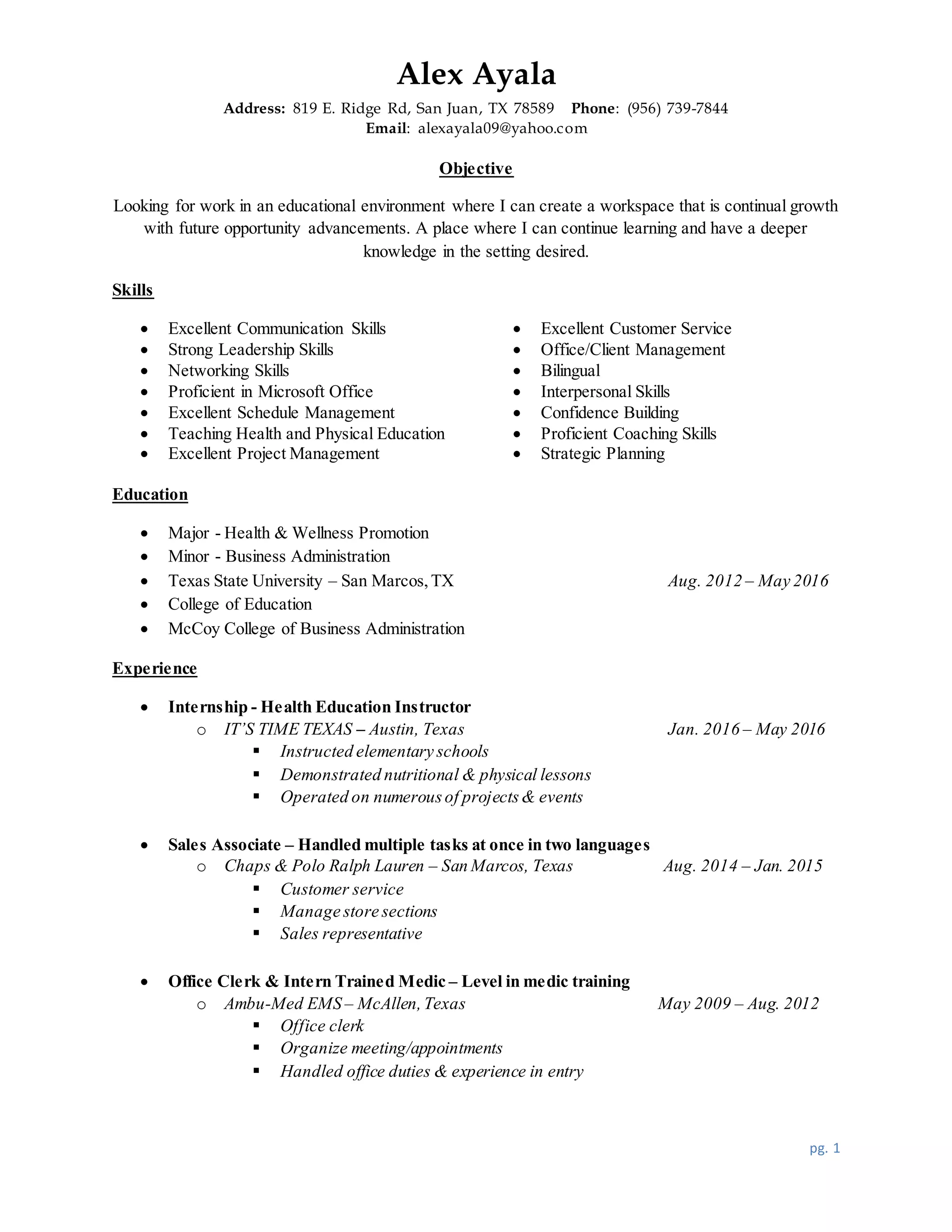A. Ayala resume | PDF
