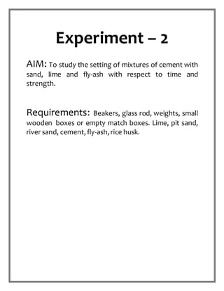 Chemistry inveatigatory project on setting of cement | DOCX