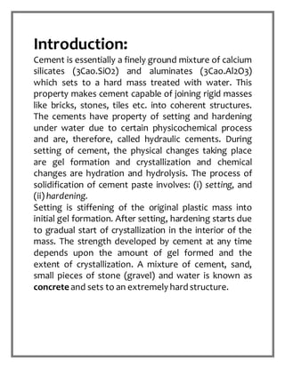 Chemistry inveatigatory project on setting of cement | DOCX