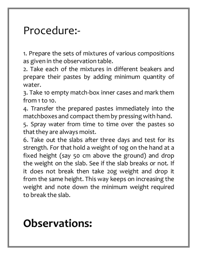 Chemistry inveatigatory project on setting of cement | DOCX | Chemistry ...