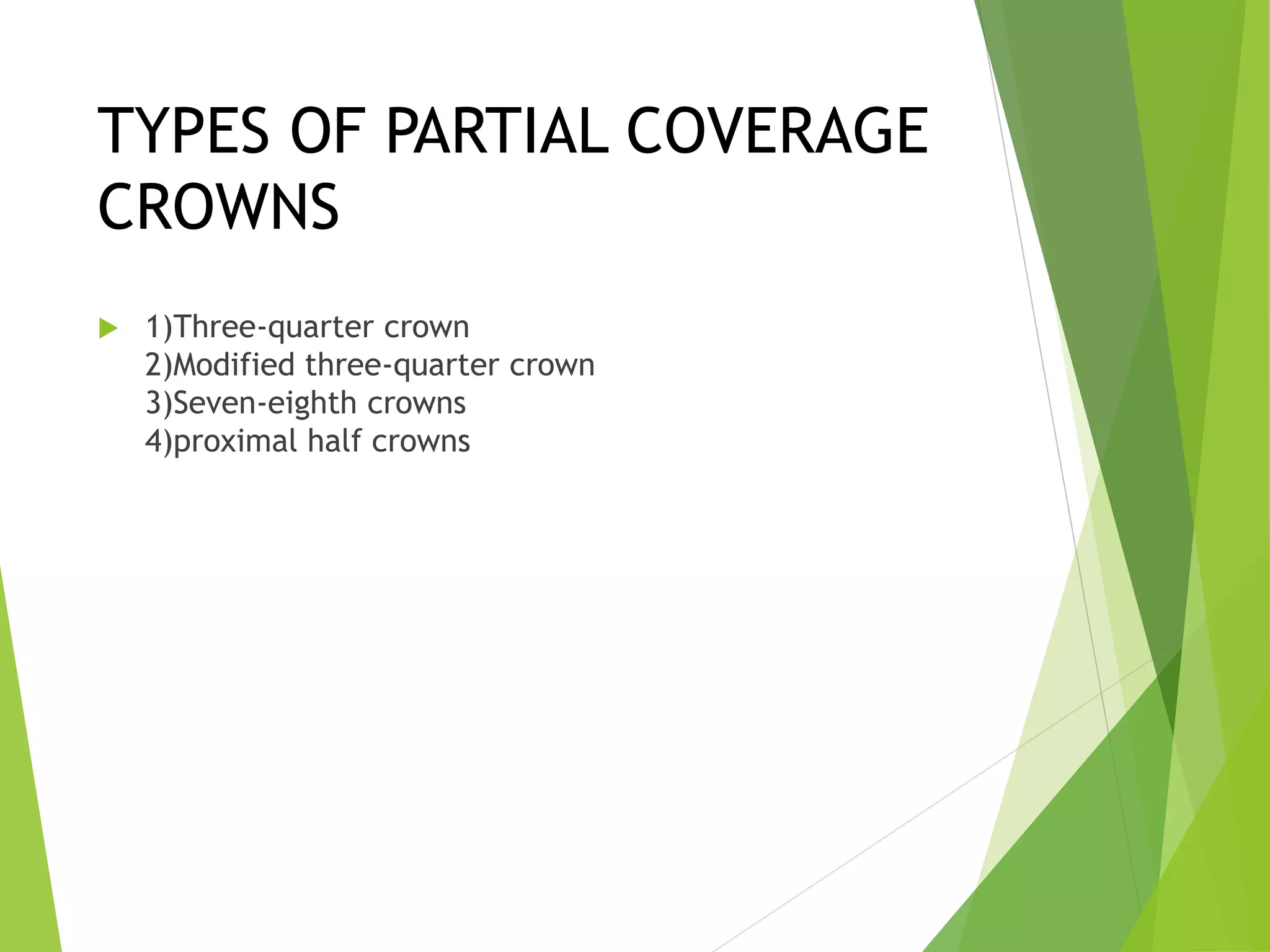posterior partial veneer crown preparation | PPTX