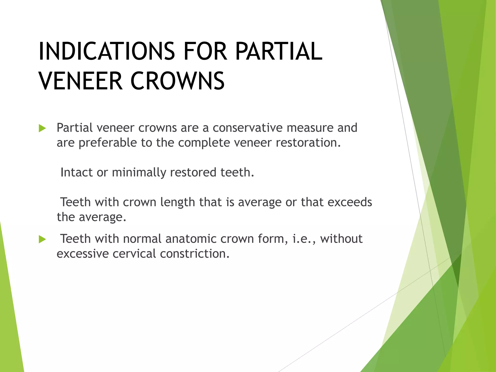posterior partial veneer crown preparation | PPTX