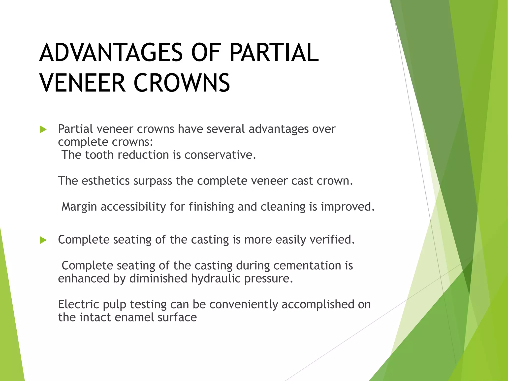 posterior partial veneer crown preparation | PPTX