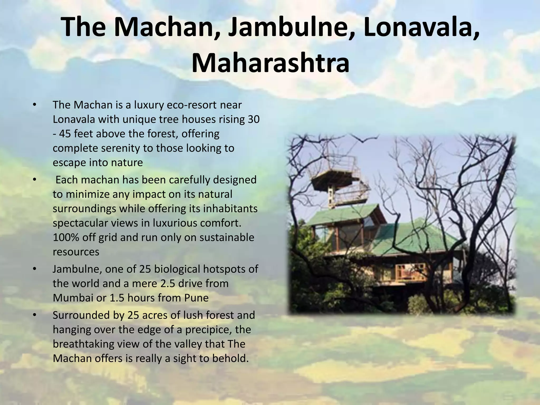 ECO RESORT A.d. case study machan lonavla | PPTX