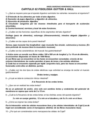GUIA PARA EXAMEN. CAP. 62 DE FISIOLOGIA MEDICA GUYTON & HALL | DOCX