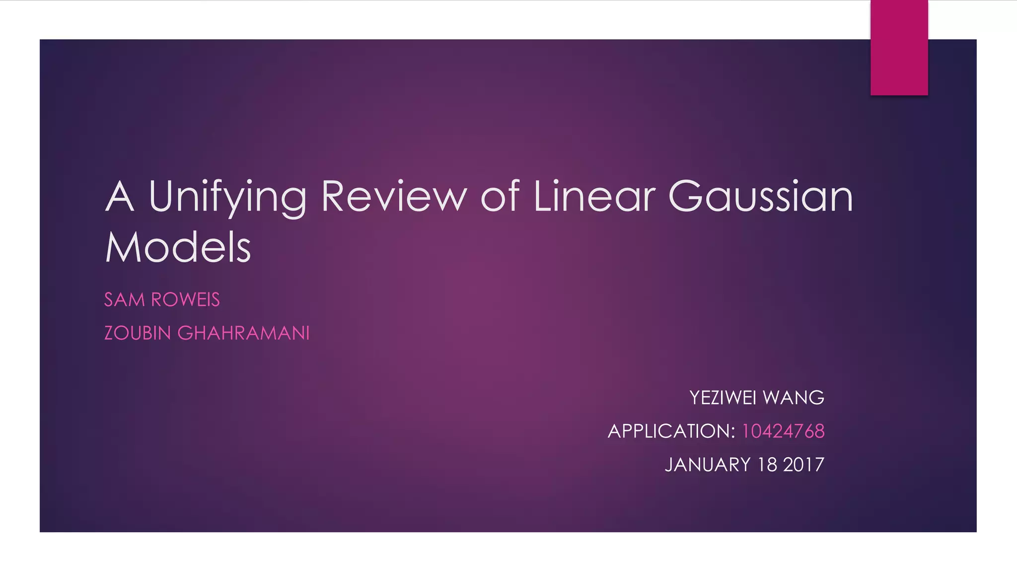 A unifying review of linear Gaussian Models | PDF