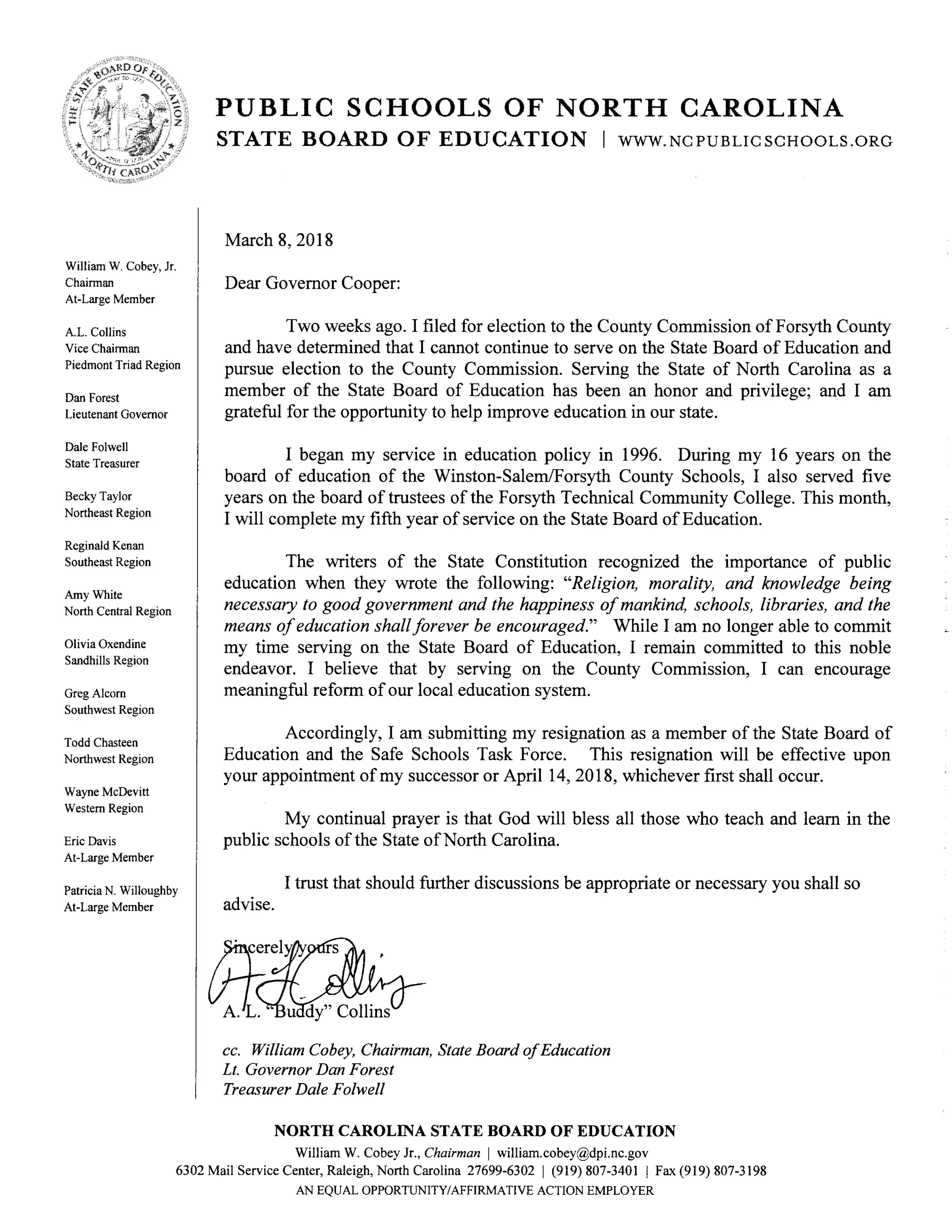 A.l collins resignation letter | PDF