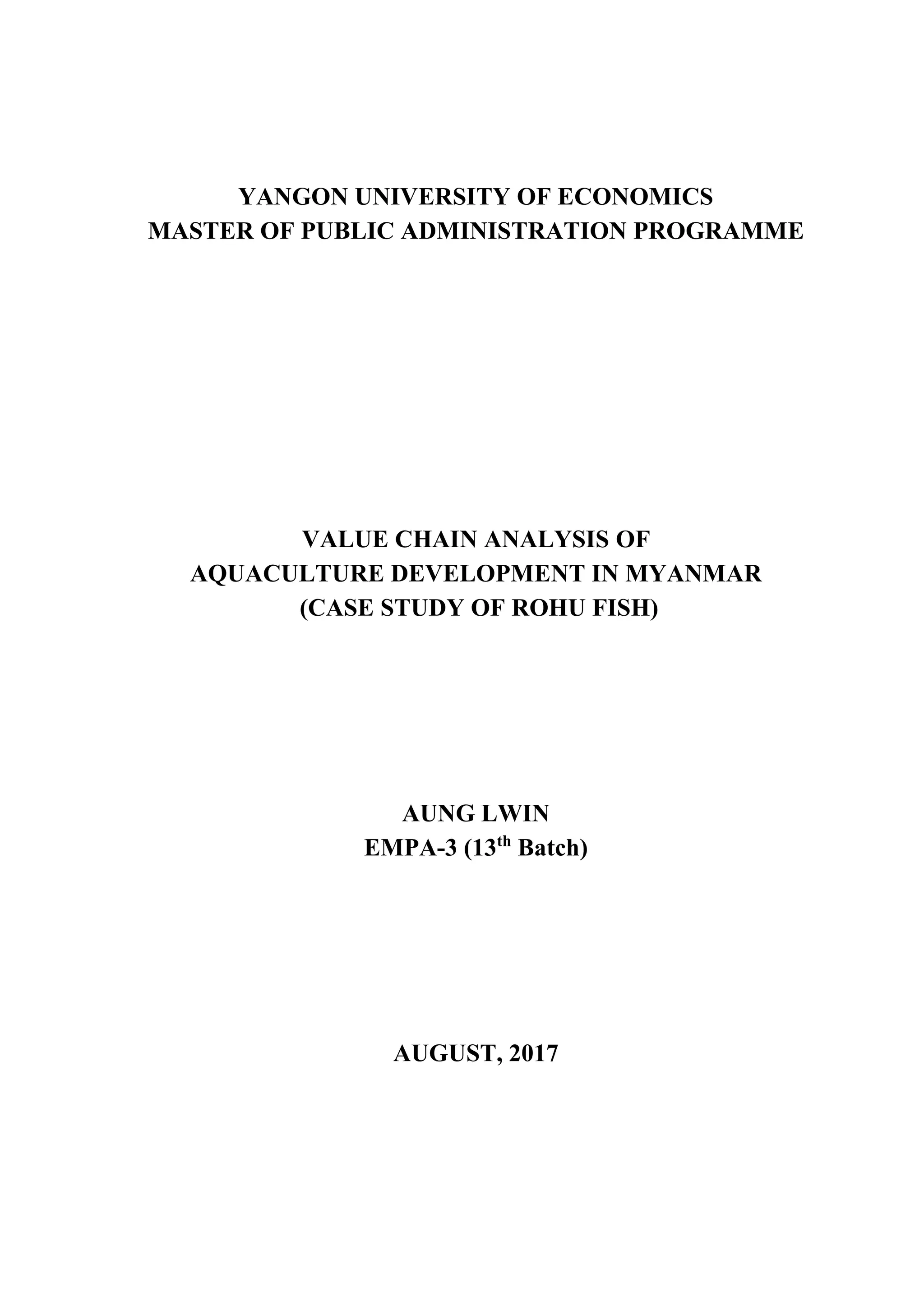 “VALUE CHAIN ANALYSIS OF AQUACULTURE DEVELOPMENT IN MYANMAR” A. title ...