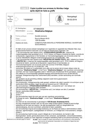 NV Stradivarius België opgericht | PDF