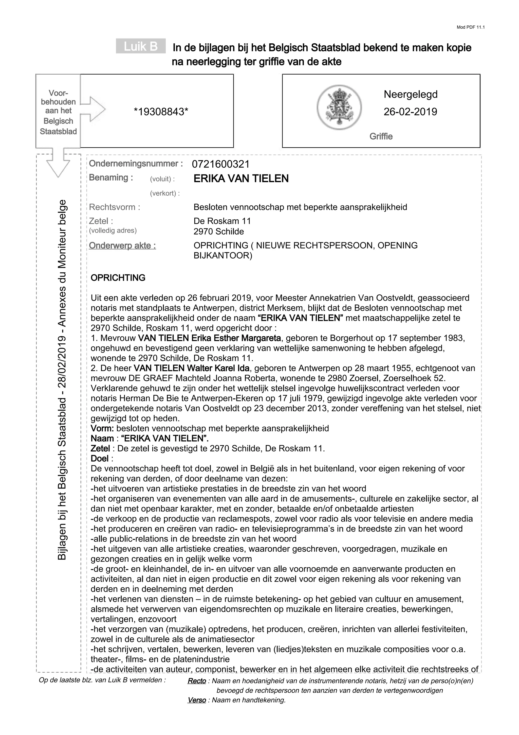 Erika Van Tielen richt firma op | PDF