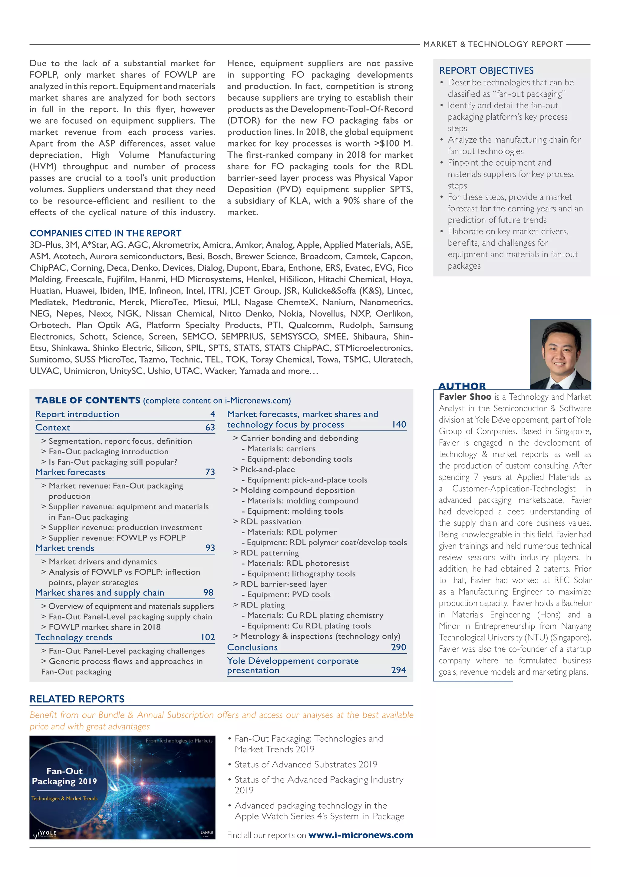 Equipment and Materials for Fan-Out Packaging 2019 report by Yole Développement | PDF