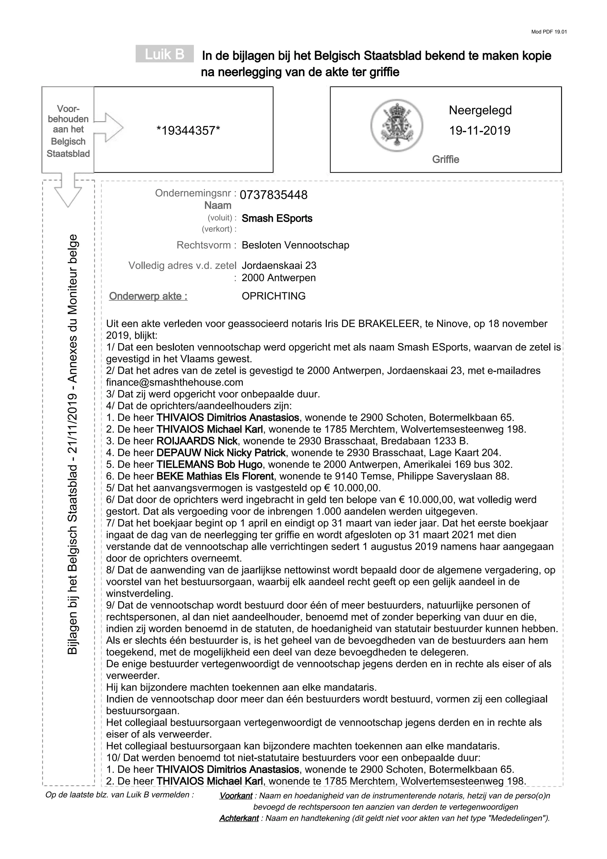 BV Smash ESports kreeg 10.000 euro mee | PDF