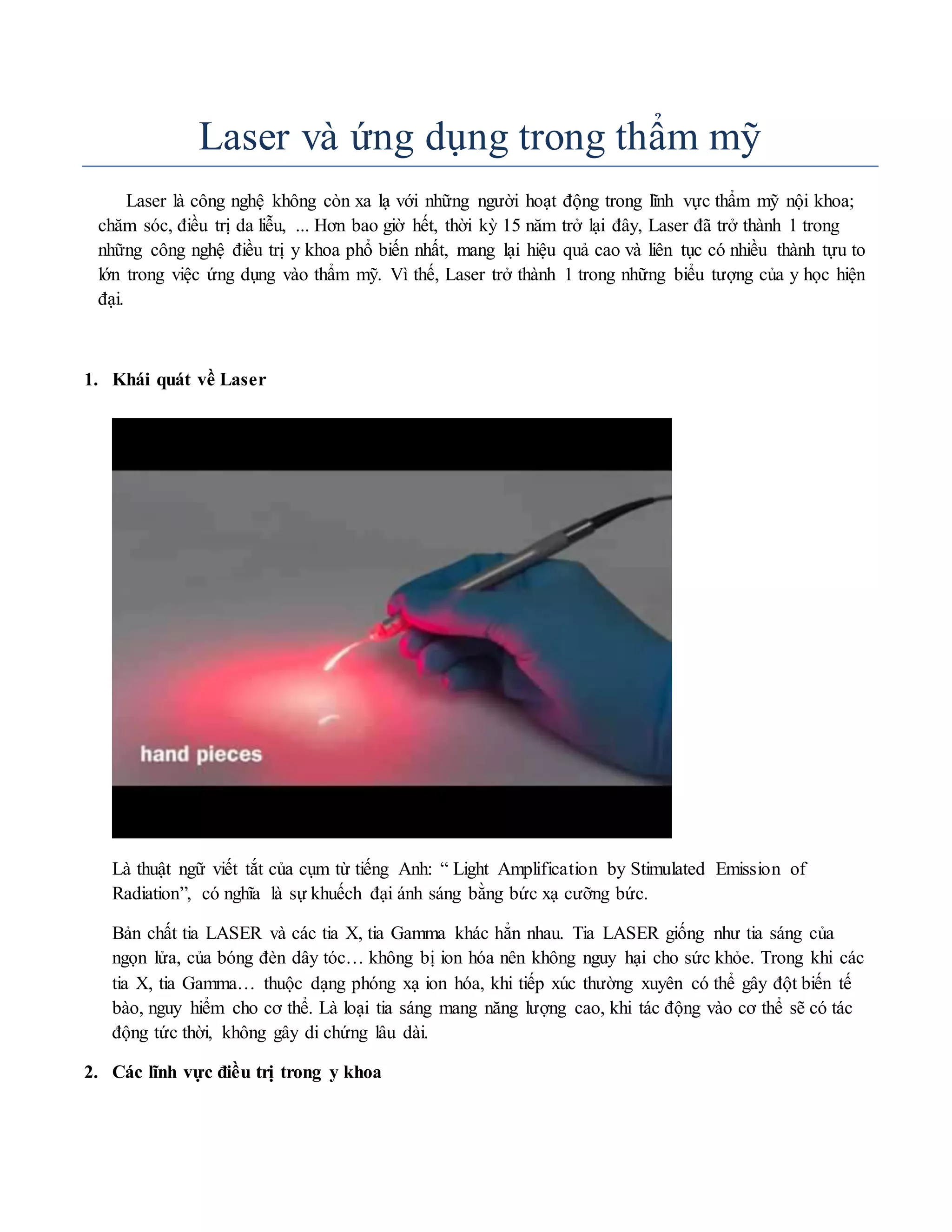 Laser & ứng dụng trong thẩm mỹ | DOCX
