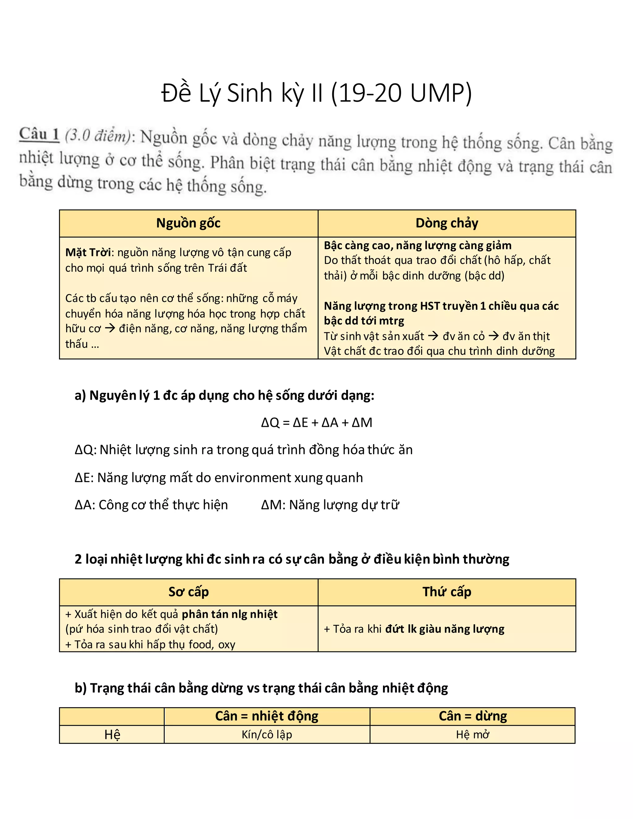 Đề Lý Sinh kỳ II (19-20 UMP) | PDF