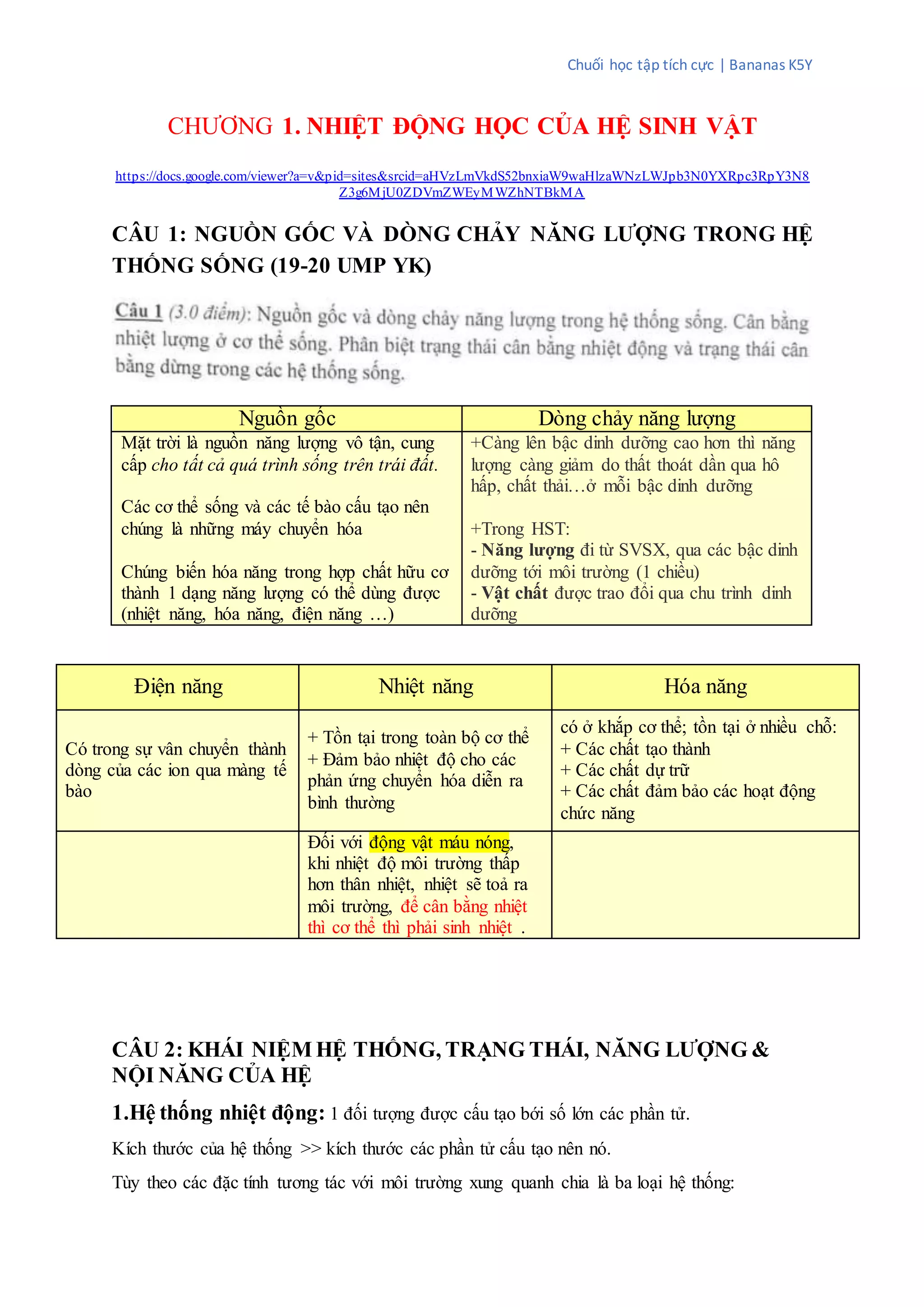 Lý sinh ôn thi 20-21 - For Y Khoa, RHM UMP-VNU | DOCX
