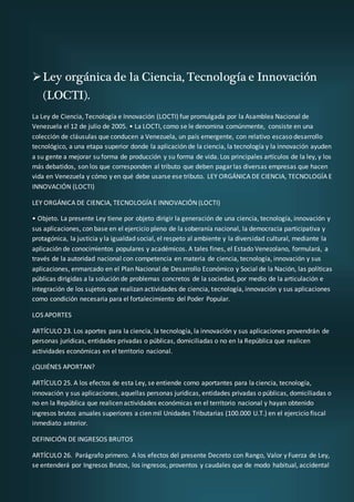 MARCO LEGAL DE LA GESTIÓN TECNOLÓGICA EN VENEZUELA | DOCX
