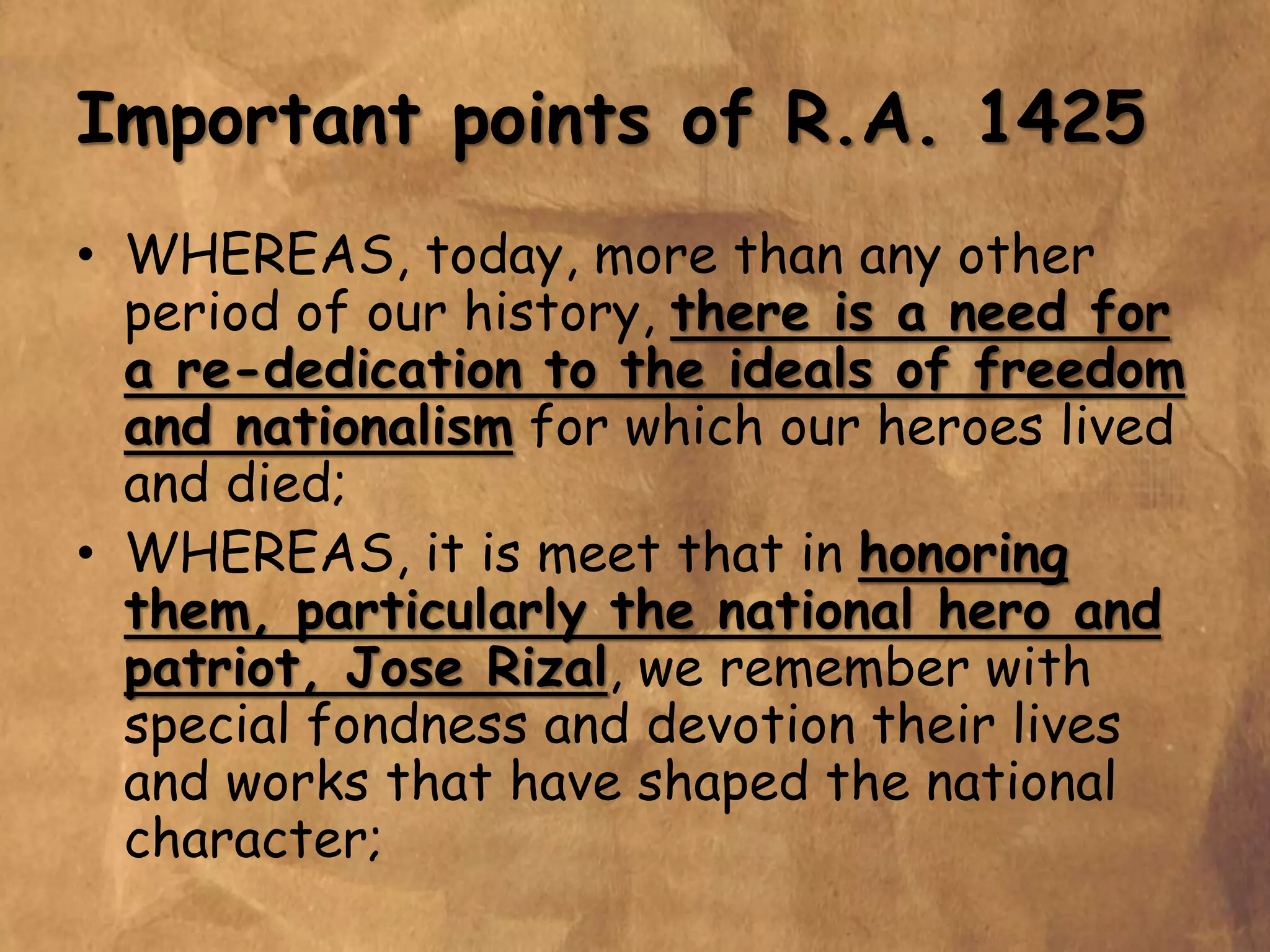 Republic Act No. 1425 (Rizal Law) | PPTX