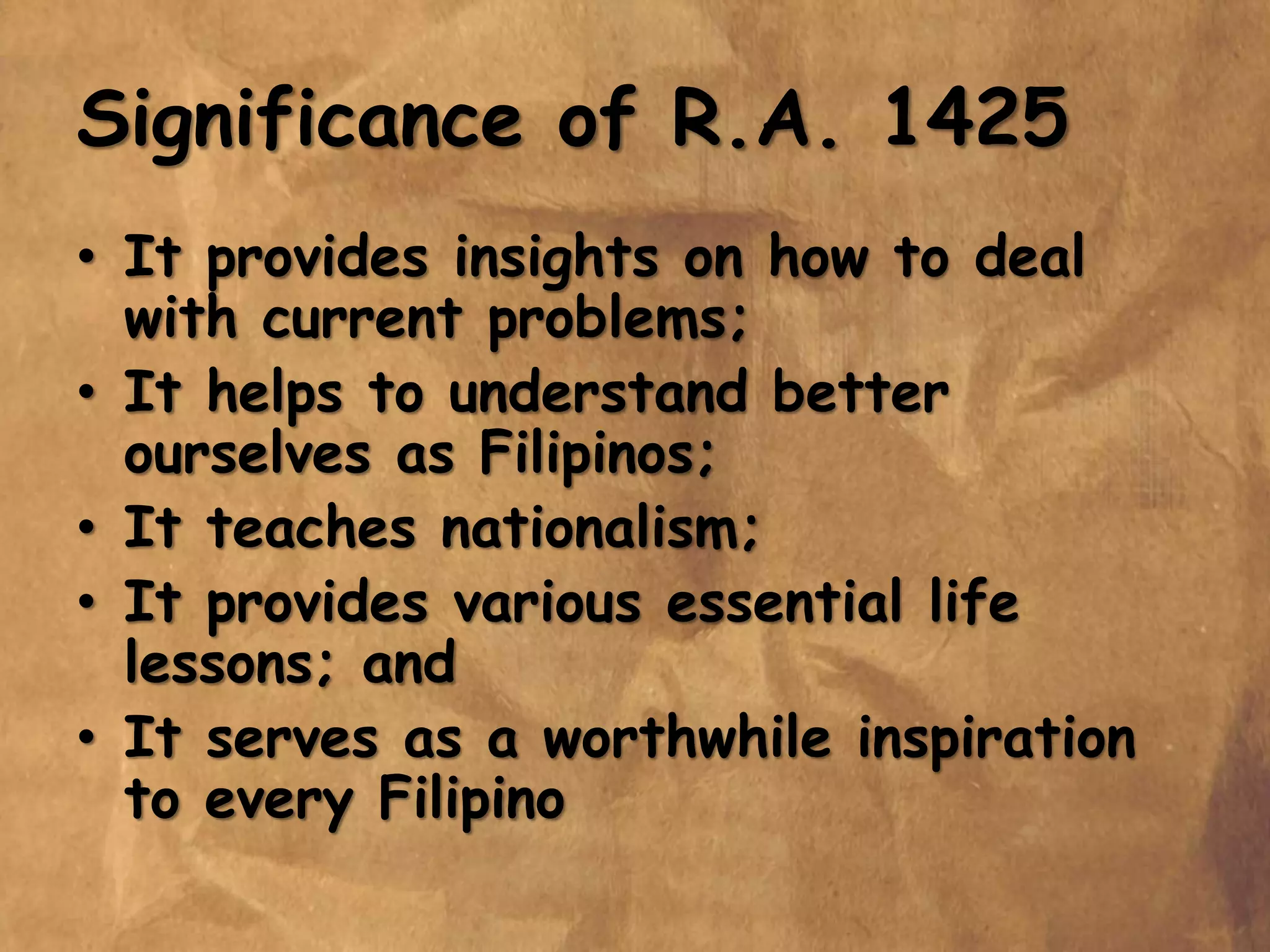 Republic Act No. 1425 (Rizal Law) | PPTX