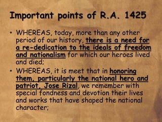 Republic Act No. 1425 (Rizal Law) | PPTX
