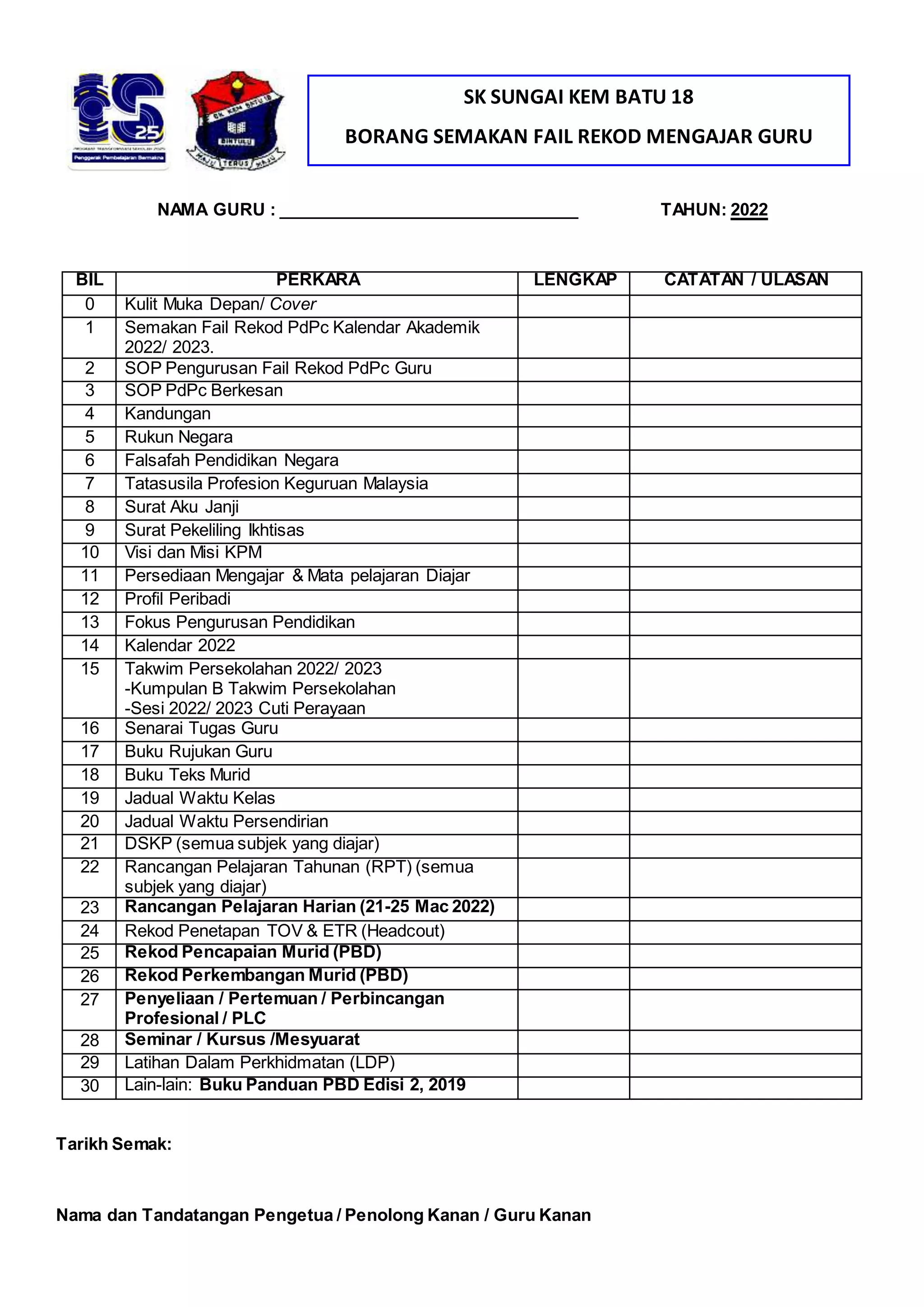 A. Borang Semakan Fail Rekod Mengajar.doc