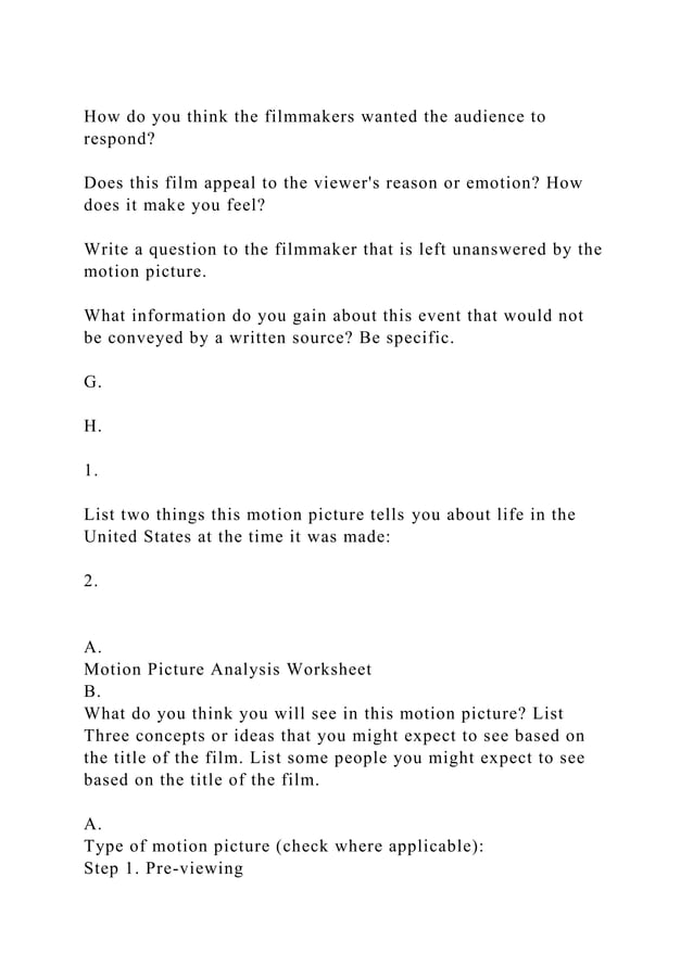 A.Motion Picture Analysis WorksheetB. What do you thin.docx