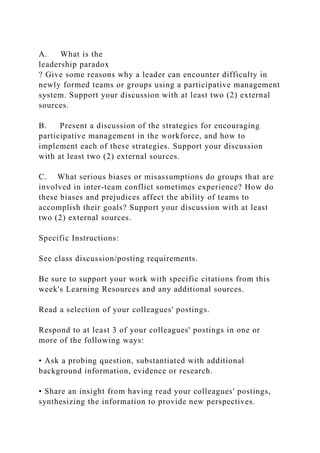 A. What is the leadership paradox Give some reasons why a l.docx