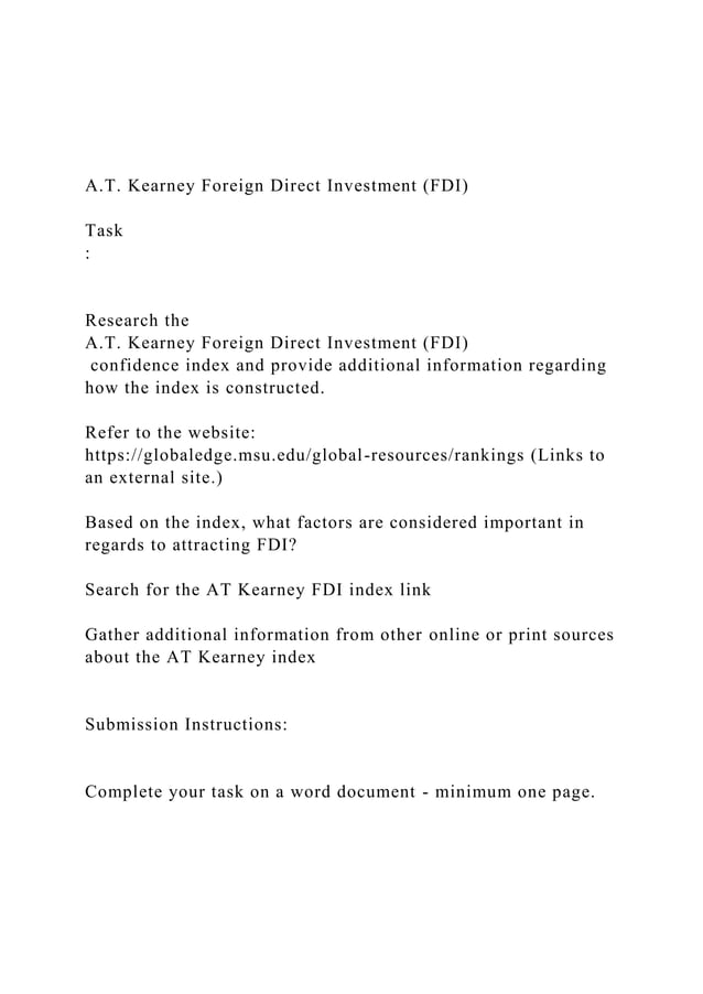 A.T. Kearney Foreign Direct Investment (FDI) Task.docx