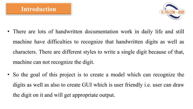 GUI based handwritten digit recognition using CNN | PPTX | Computing | Technology & Computing