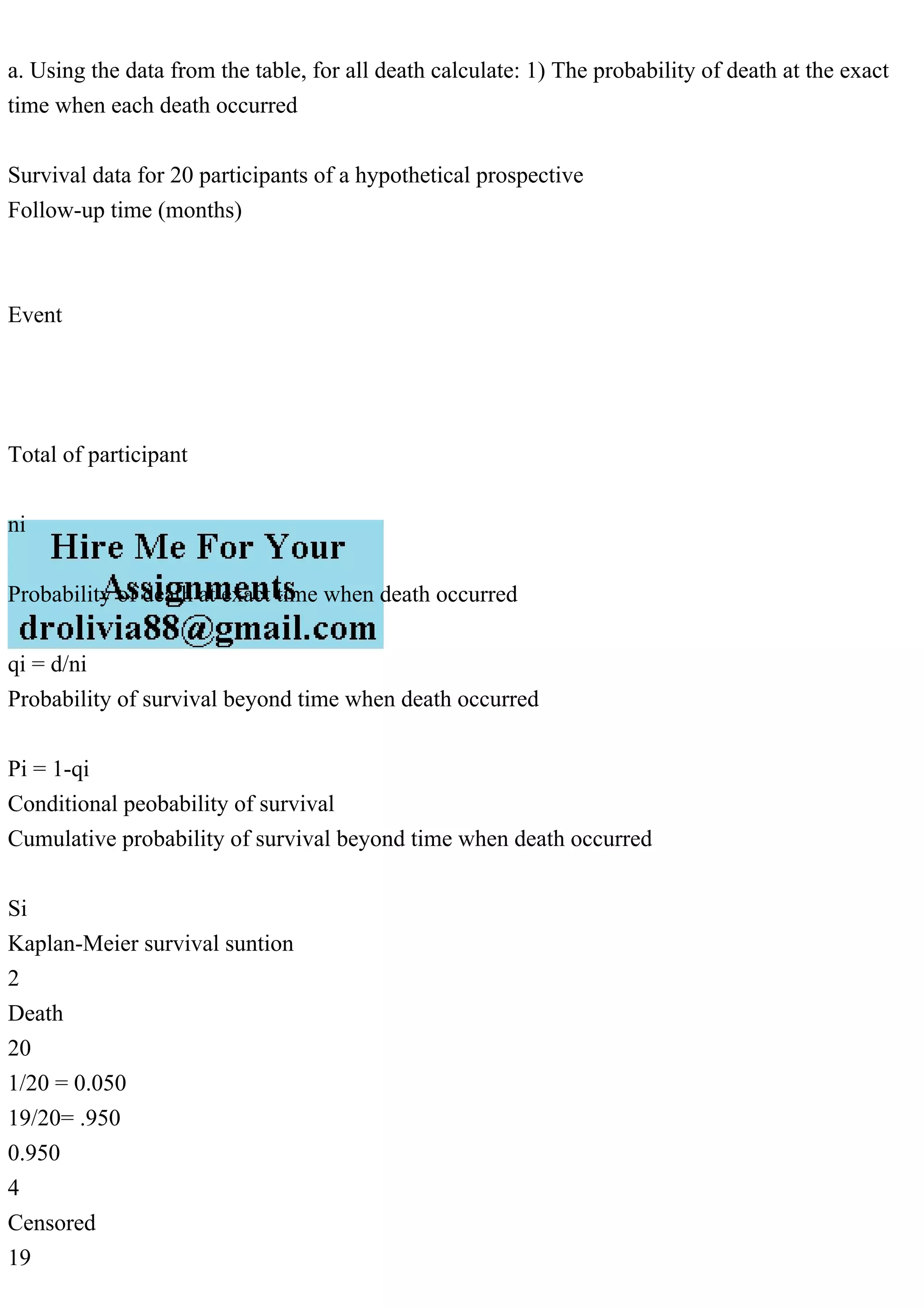 a. Using the data from the table, for all death calculate 1) The pr.pdf