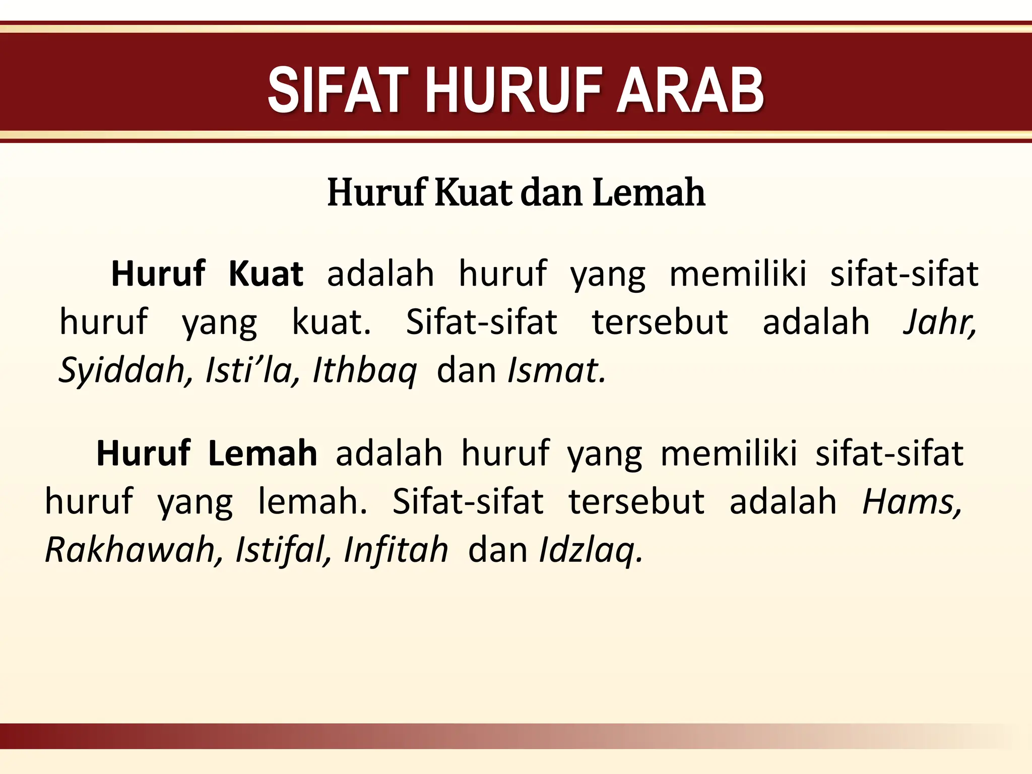 sifat-sifat huruf arab yang mempunyai lawan dantidak.pptx