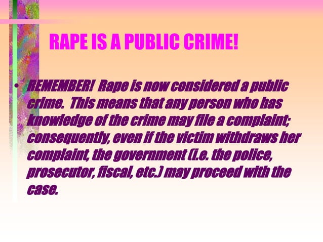 powerpoint for rape law REPUBLIC ACT 8352. THE RAPE LAW | PPTX | Crime & Harmful Acts to ...