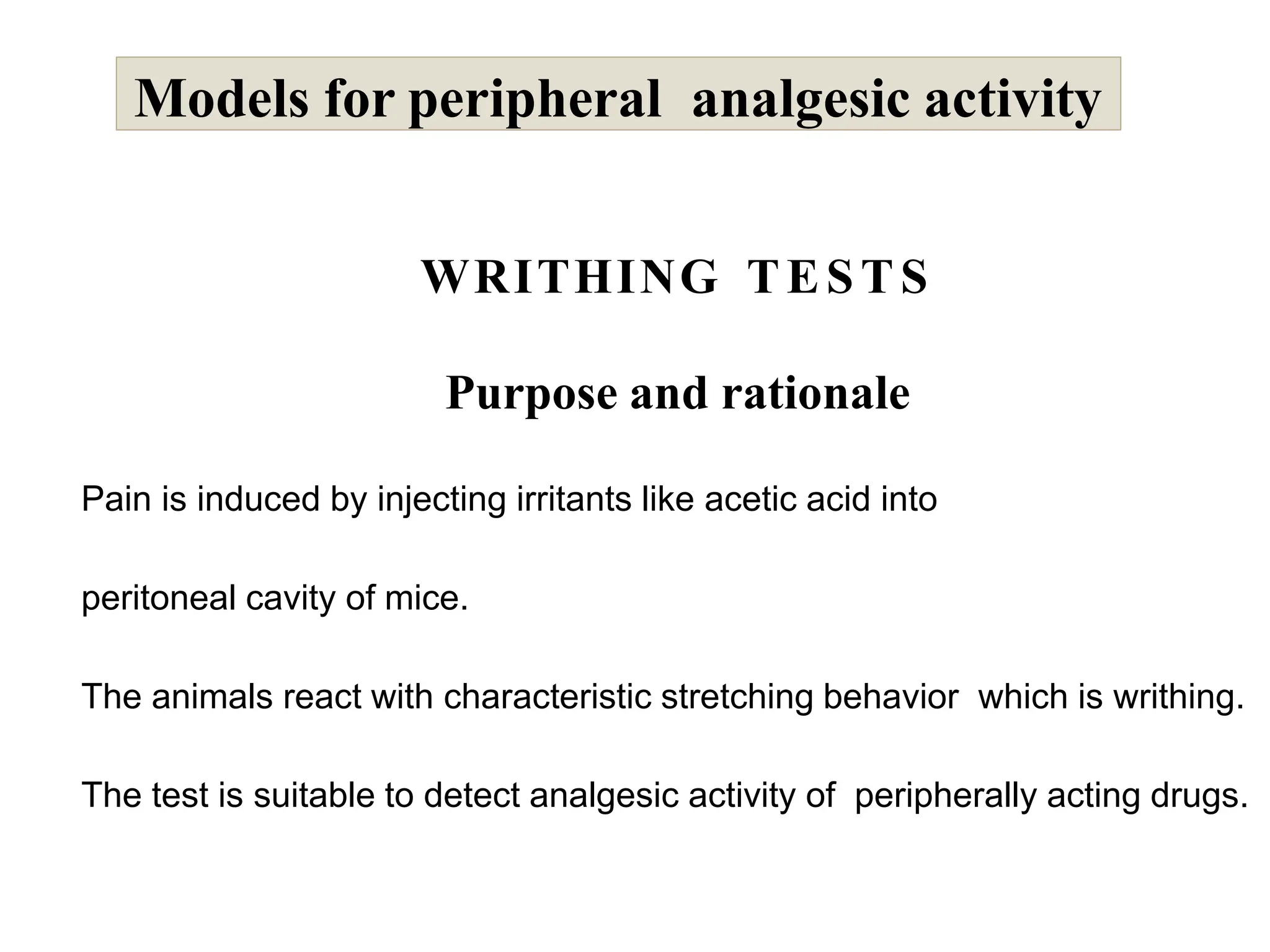 Pain Models-Screening Assay in vitro & in vivo | PPTX