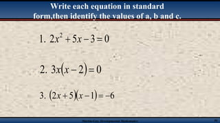 a.1 illustrate quadratic equation.pptx GRADE 9 | PPTX | Physics | Science