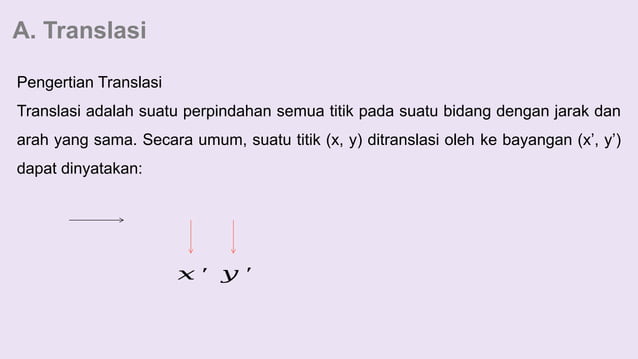 Materi Translasi (Pergeseran) Matematika Tingkat Lanjut XI | PPTX