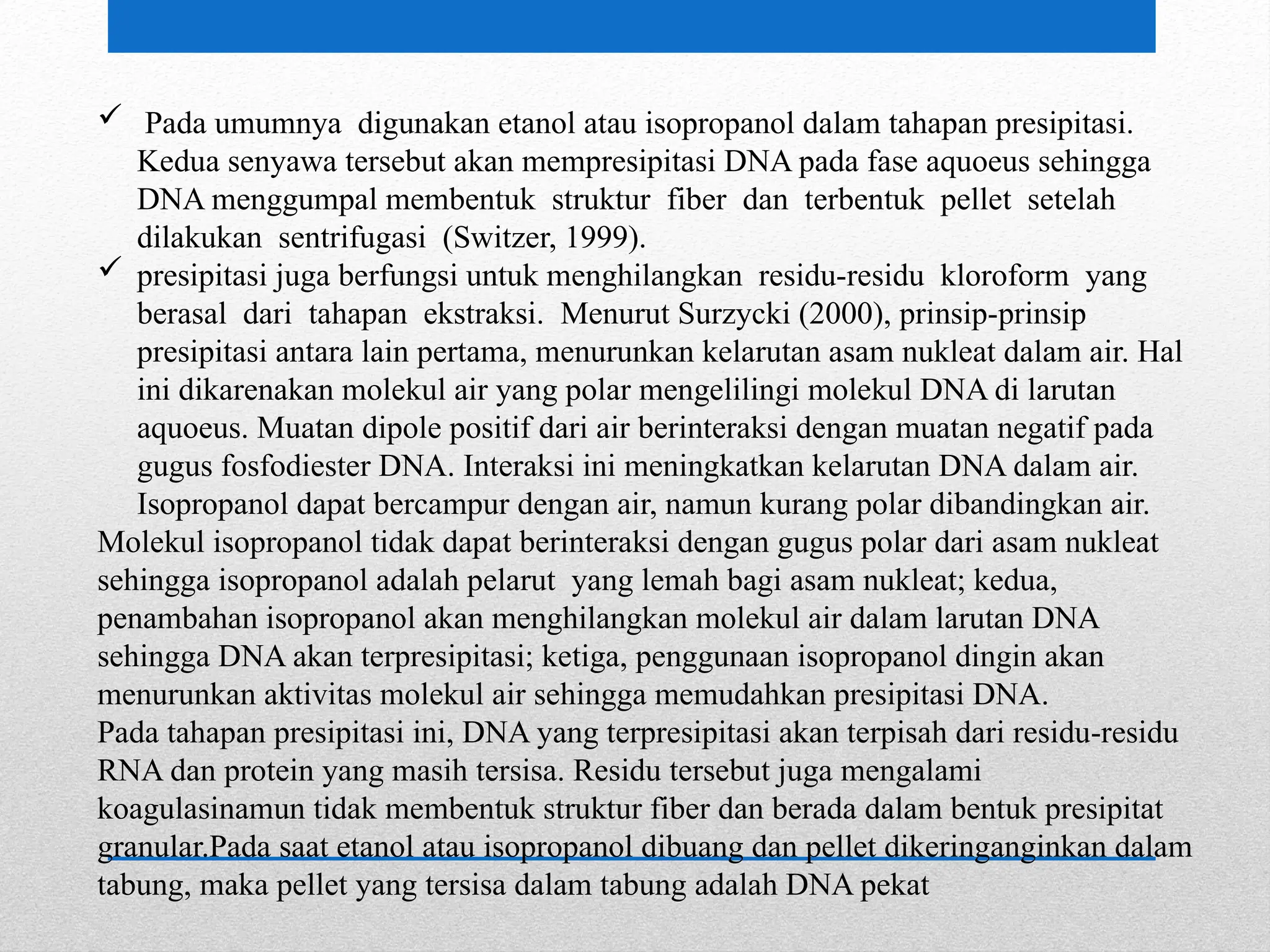 Tahapan Ekstraksi dan Purifikasi DNA, pengukuran kualitas DNA | PPTX