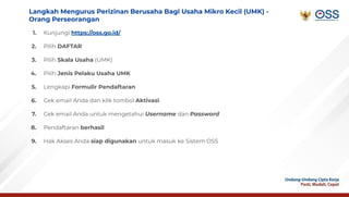 A.1 Pendaftaran Hak Akses UMK Tutorial OSS | PDF