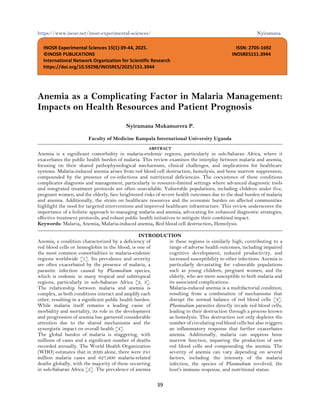 Anemia as a Complicating Factor in Malaria Management: Impacts on ...